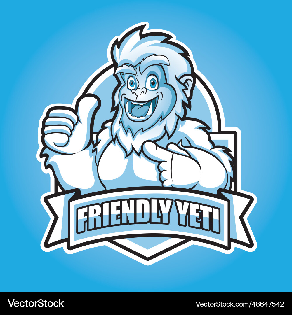 Yeti mascot logo design smile thumb up Royalty Free Vector