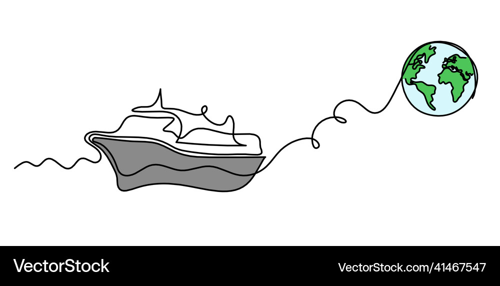 Abstract color boat as line drawing on white Vector Image