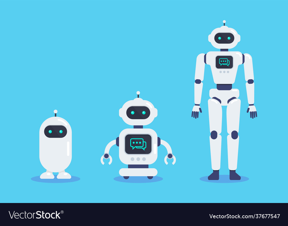 Android robots set cyborg technology Royalty Free Vector
