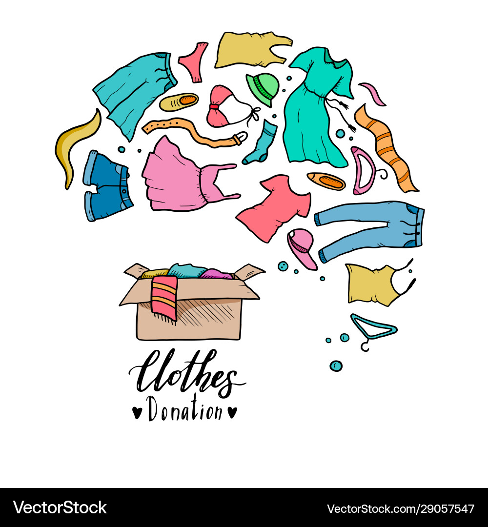 Hand drawn clothes donate charity Royalty Free Vector Image