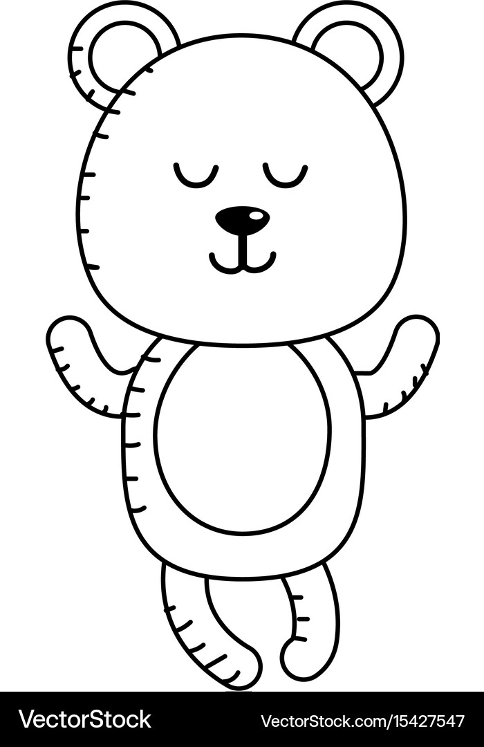 Line cute bear boy wild animal character Vector Image