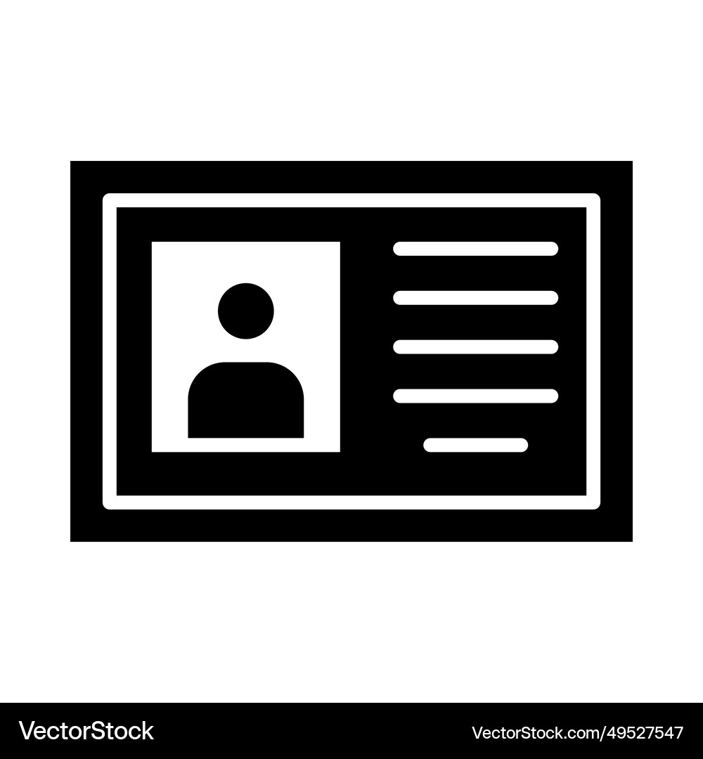 Member card glyph icon for personal Royalty Free Vector
