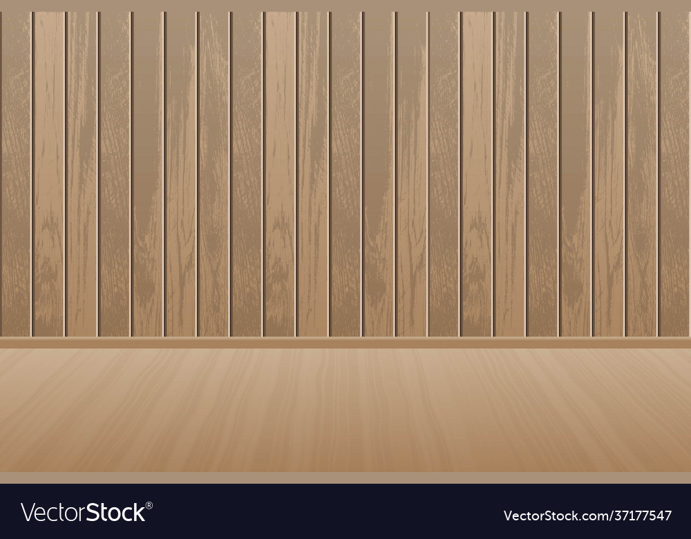 Realistic empty wooden room with wooden floor Vector Image