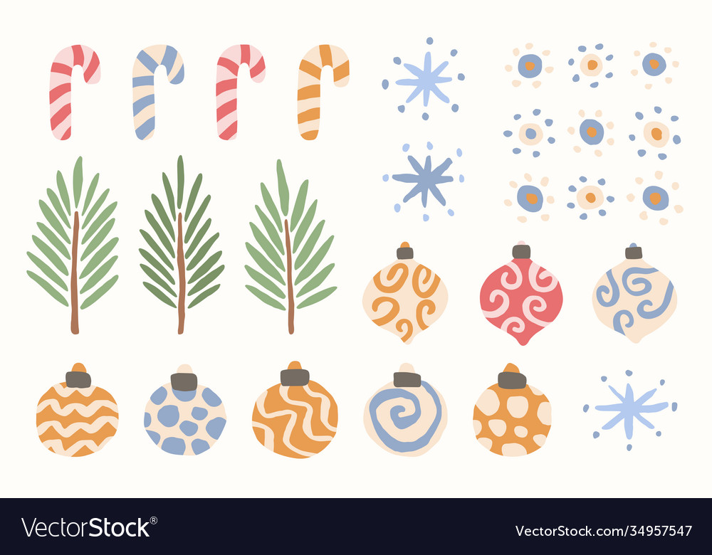 Set christmas objects on a white background Vector Image