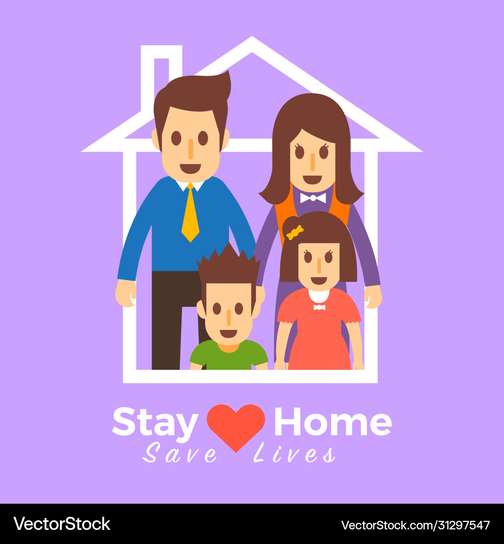 Stay home family 02 Royalty Free Vector Image - VectorStock