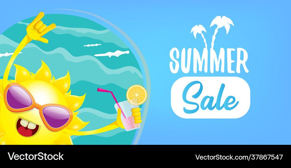 Summer sale cartoon horizontal web banner Vector Image