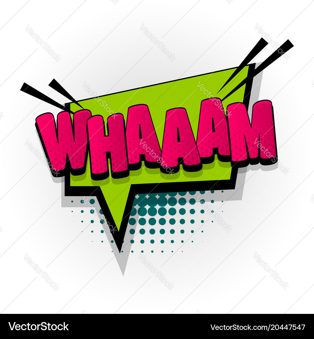 Wham sound comic book text pop art Royalty Free Vector Image
