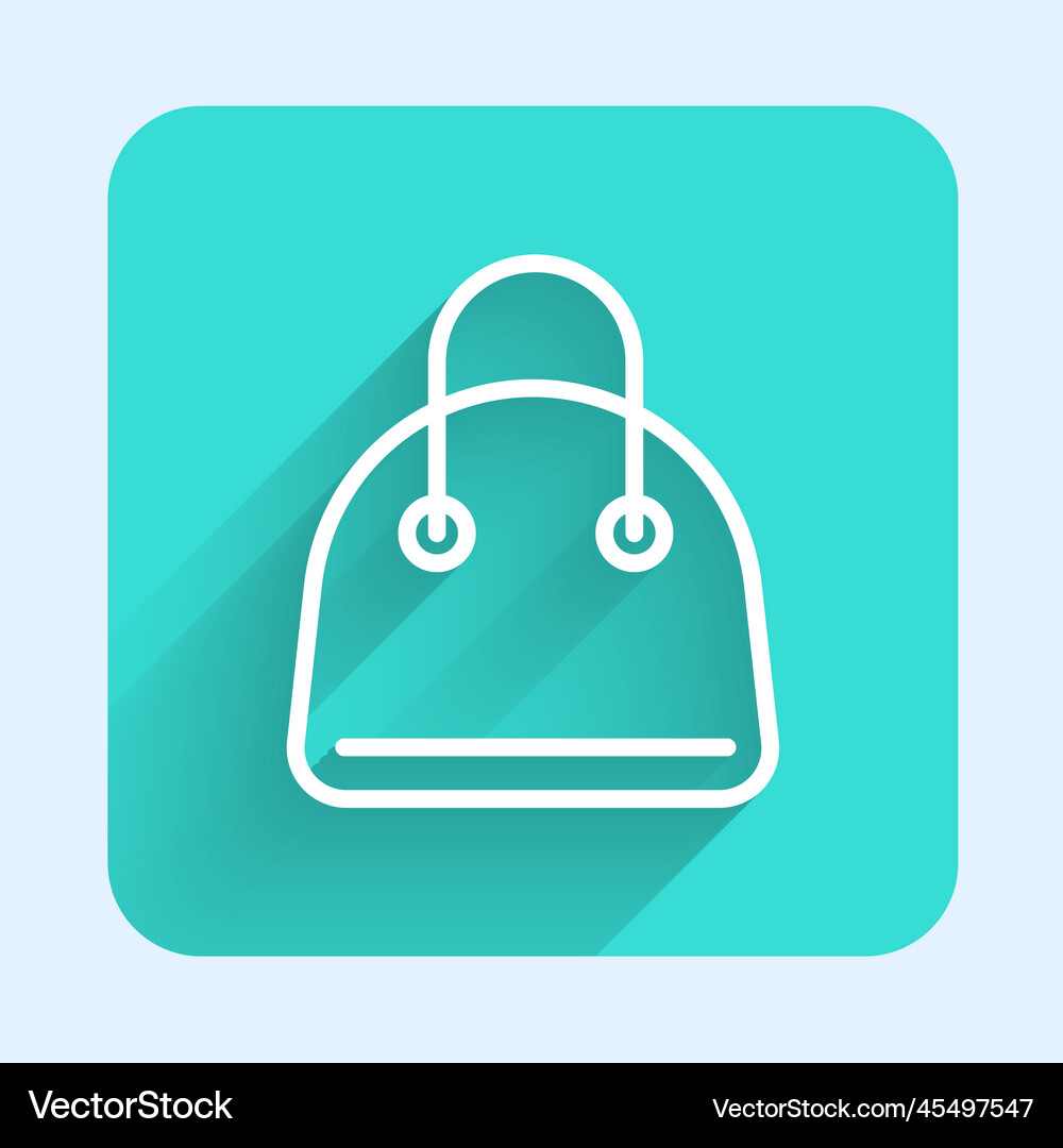 White line handbag icon isolated with long shadow Vector Image