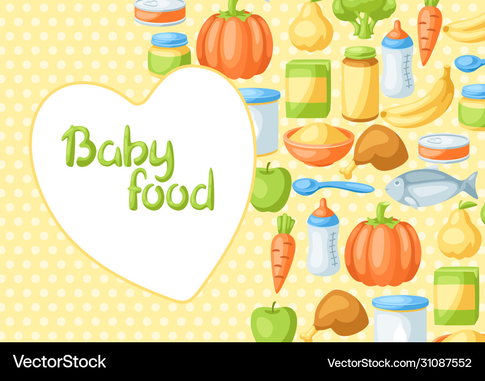 Background with baby food items Royalty Free Vector Image