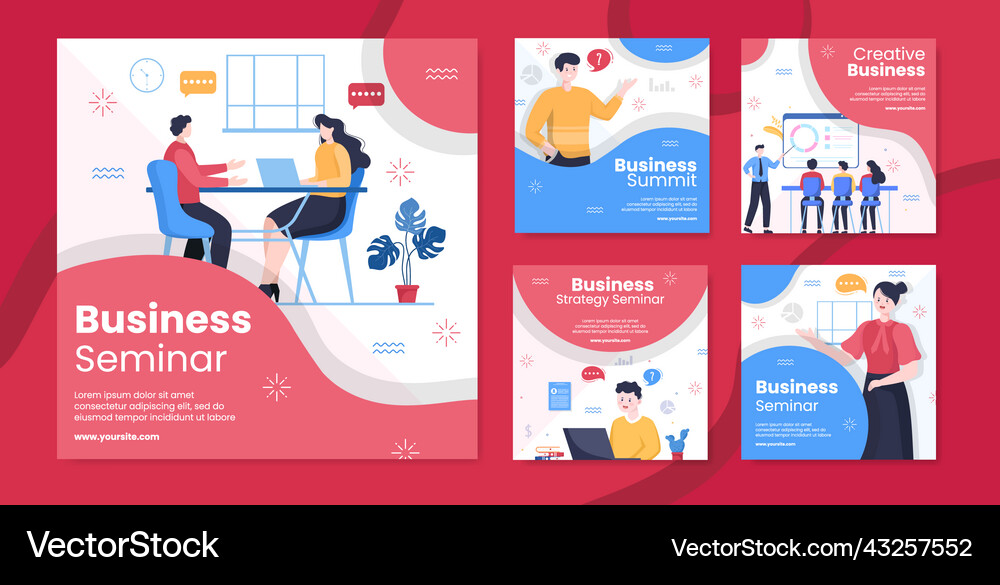 Business seminar social media post template flat Vector Image