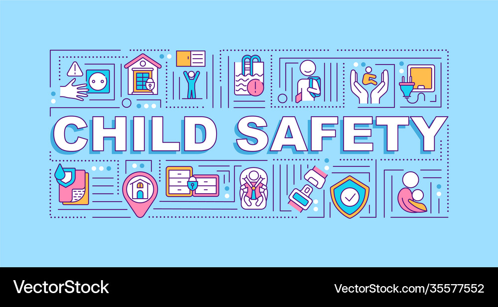 Child safety word concepts banner Royalty Free Vector Image