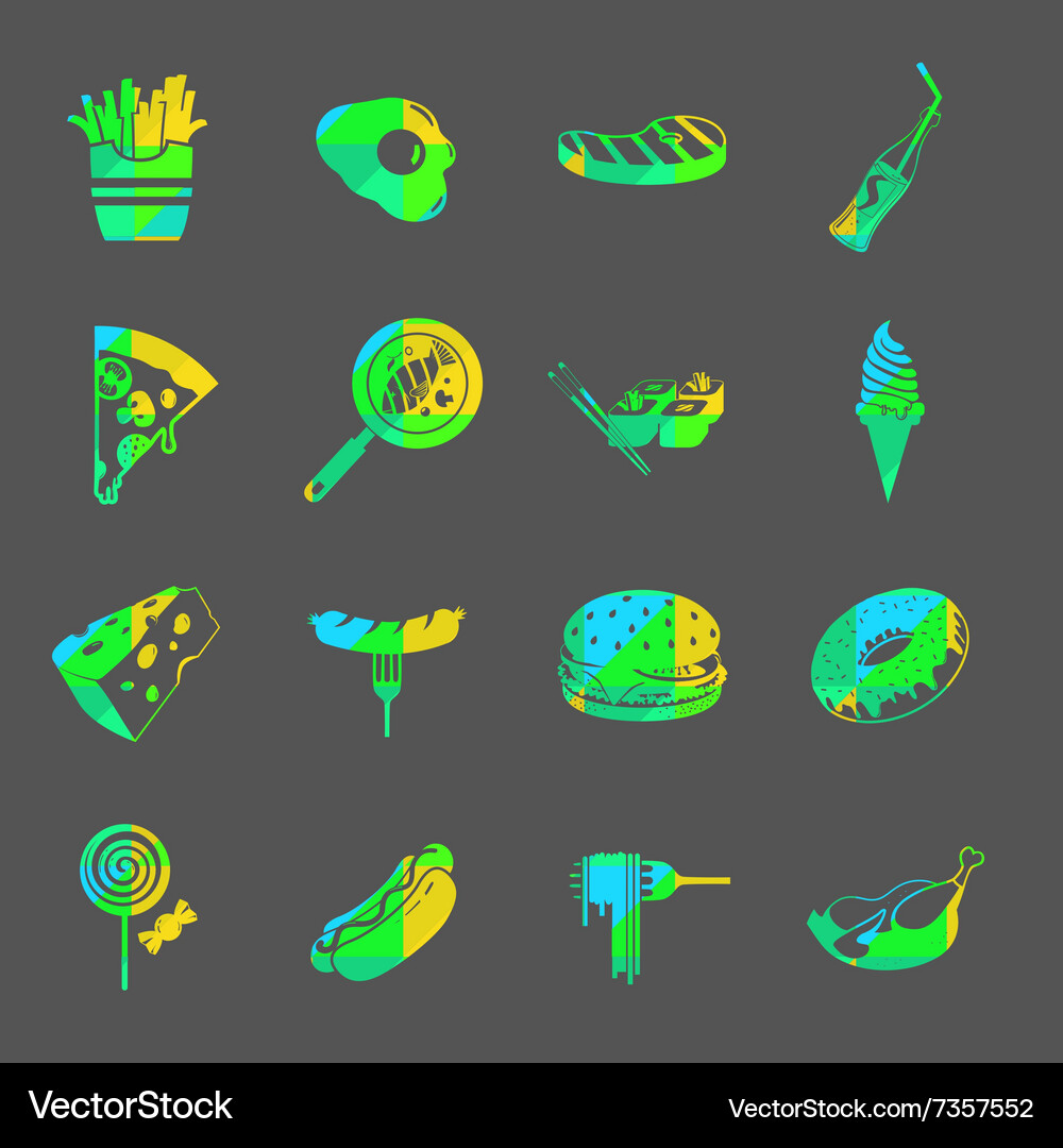 Food colorful icon set Royalty Free Vector Image