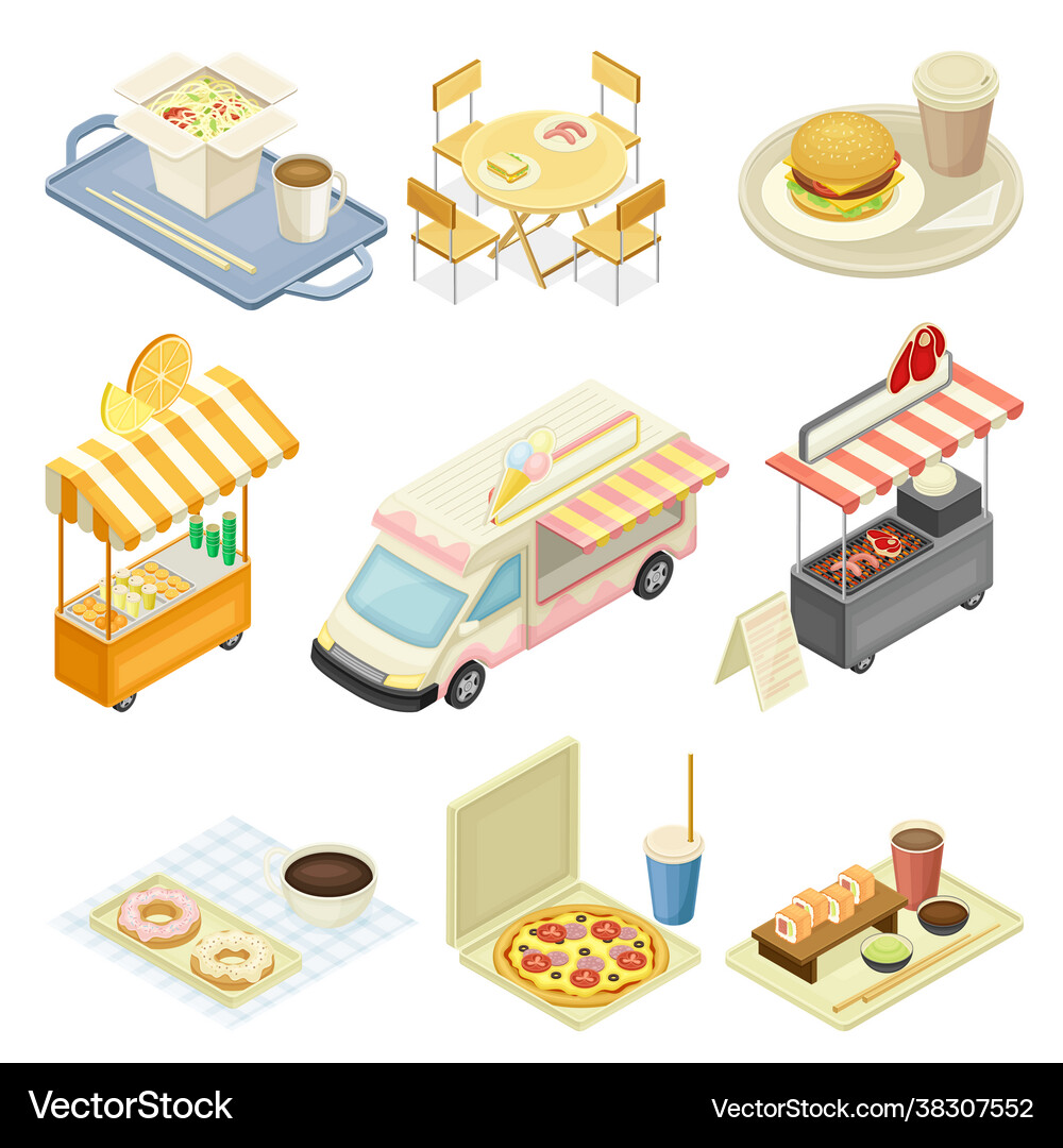 Food court with counters multiple vendors Vector Image