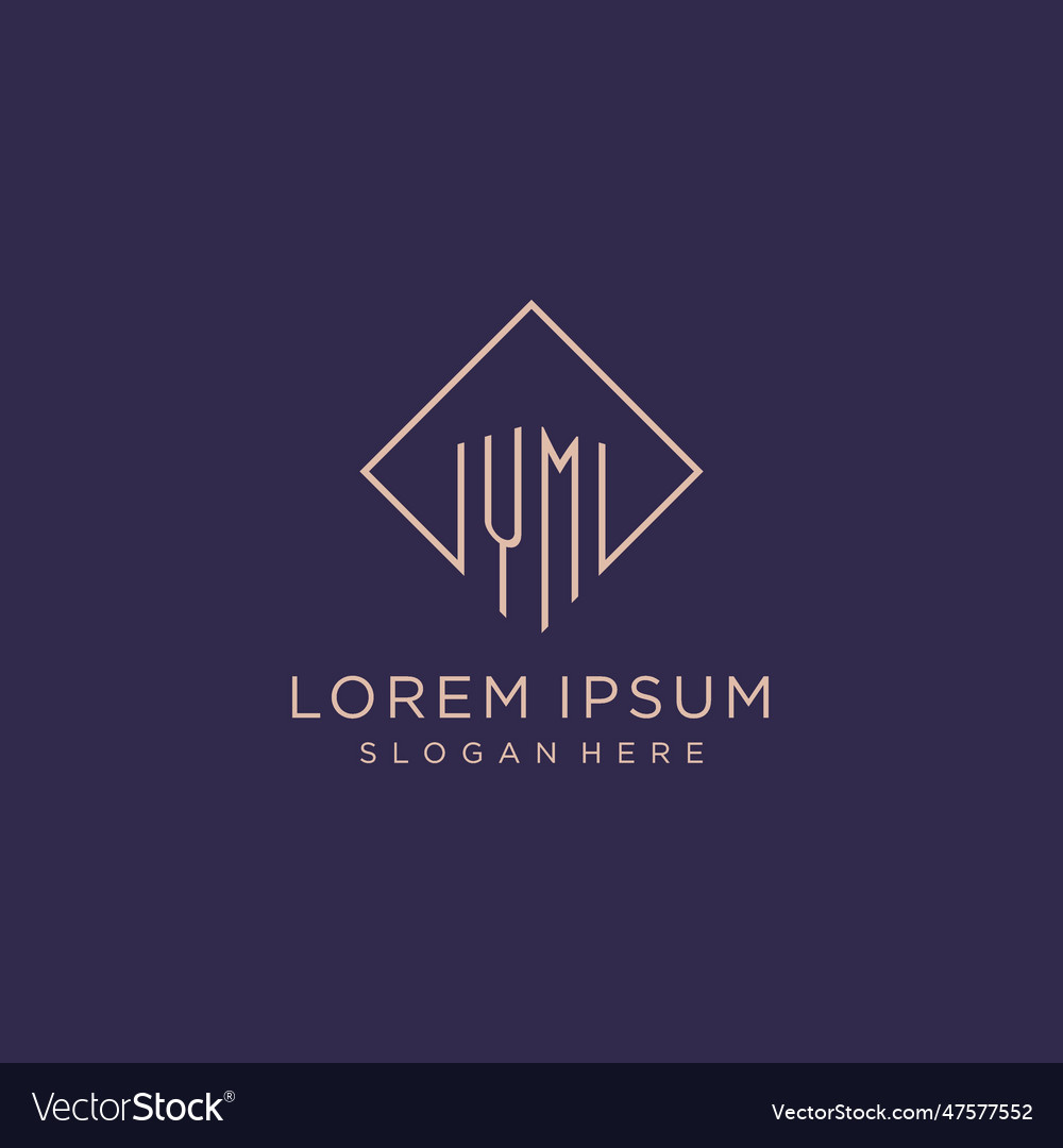 Initials ym logo monogram with rectangle style Vector Image