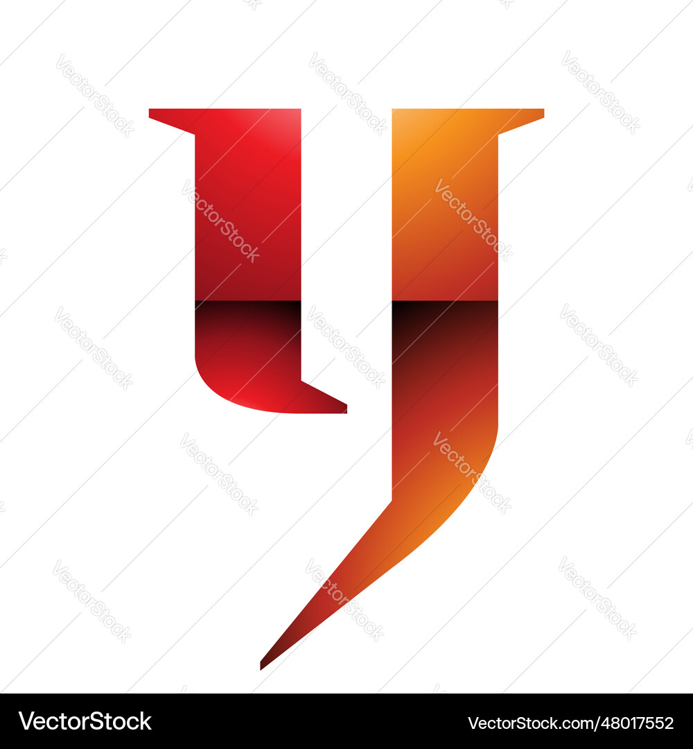 Orange and red glossy lowercase letter y icon Vector Image