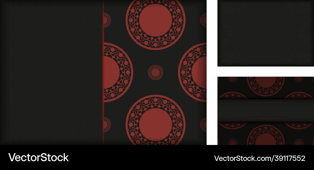 Ready-to-print postcard design in black and red Vector Image