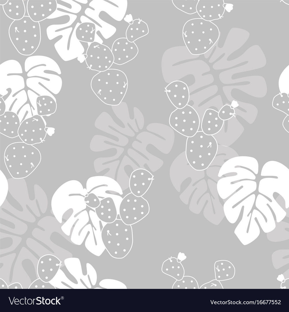 Seamless Tropical Pattern With Monstera Leaves Vector Image