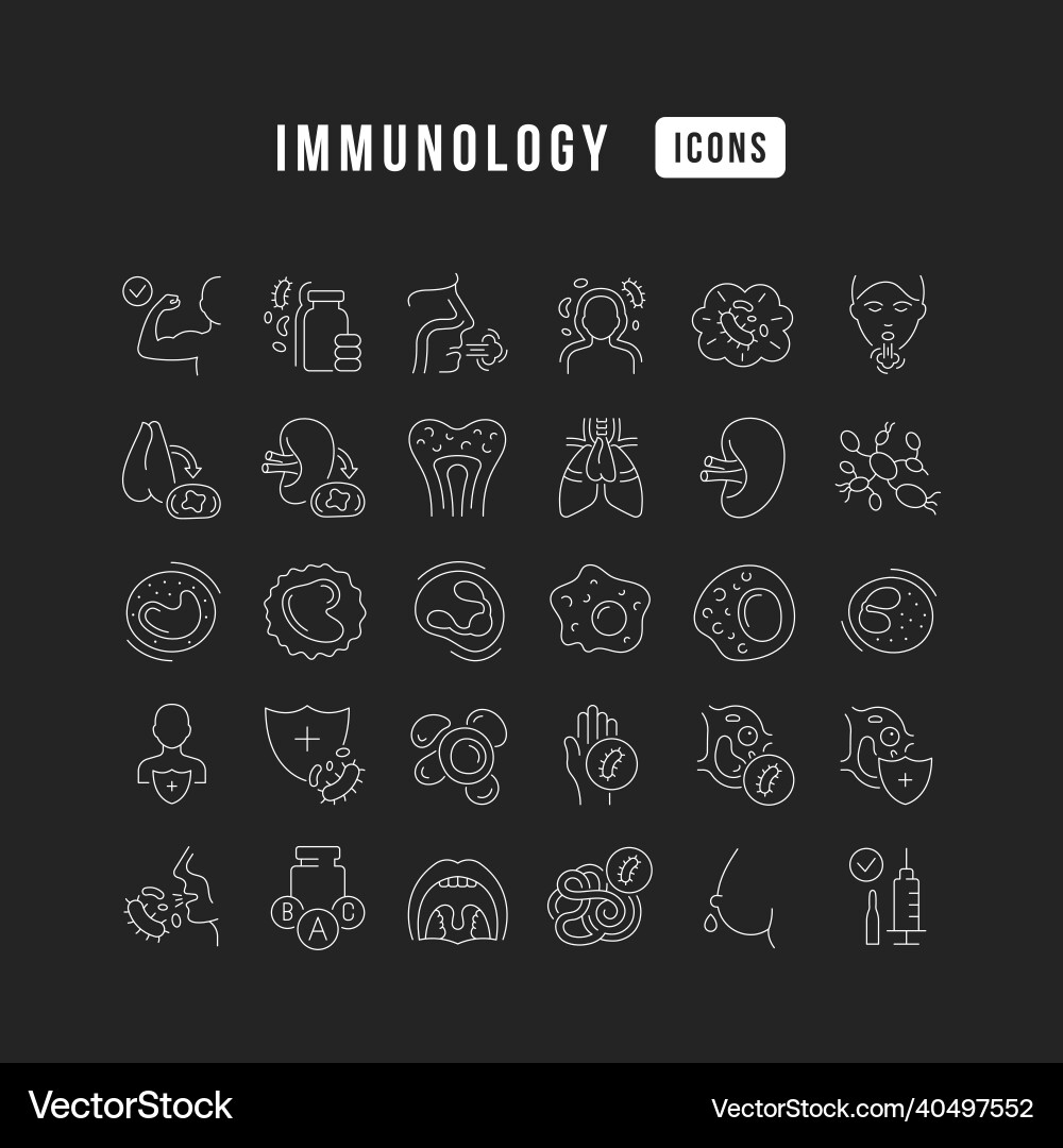 Set of linear icons immunology Royalty Free Vector Image