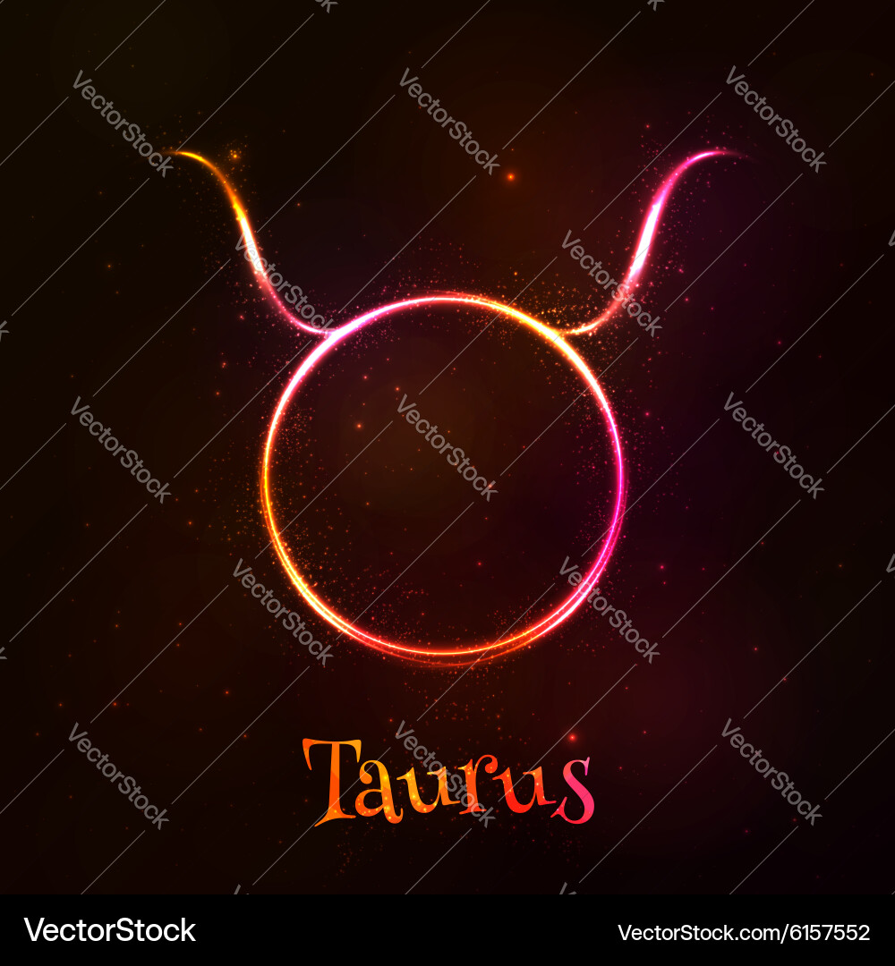 Shining neon zodiac Taurus symbol Royalty Free Vector Image