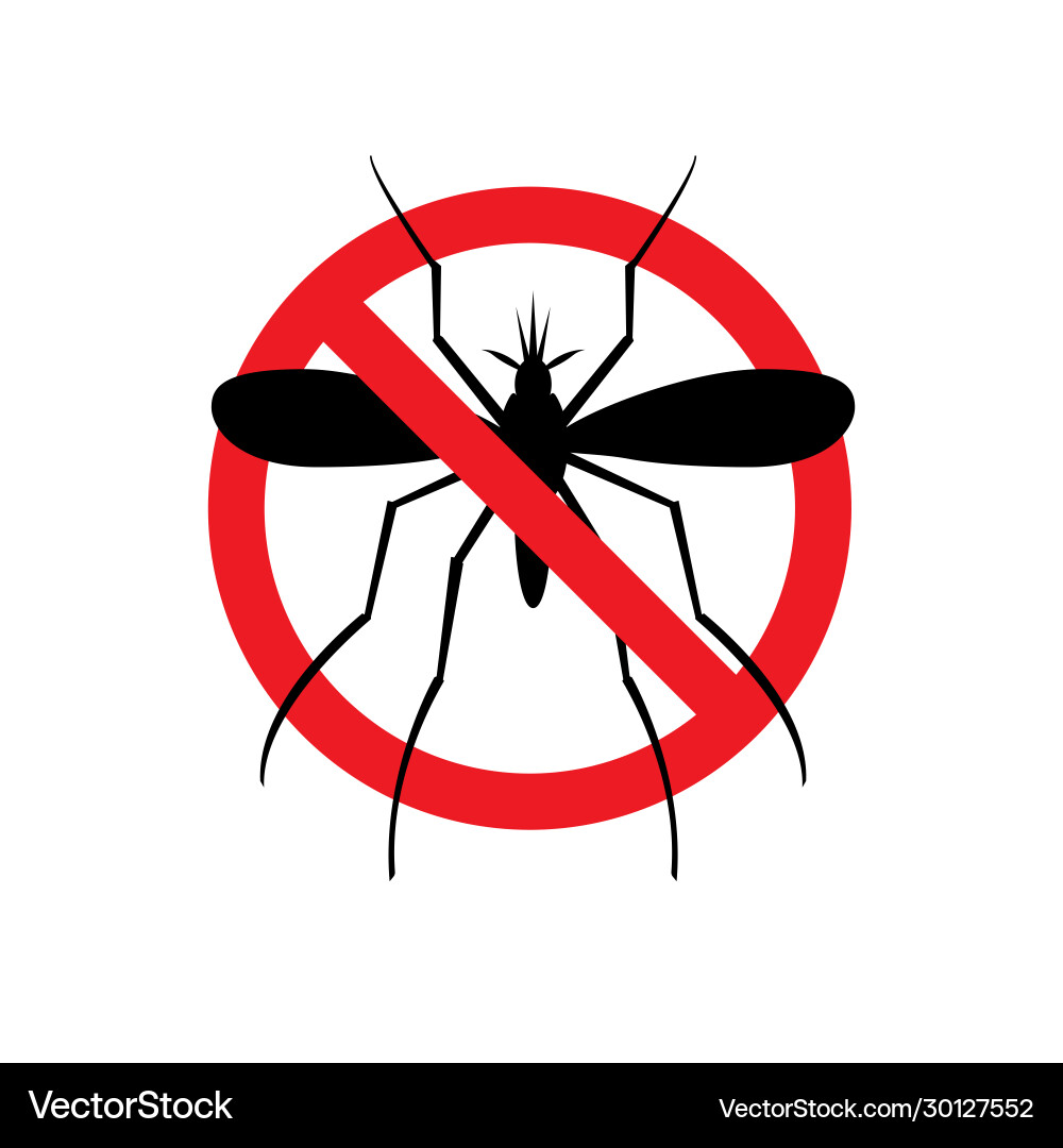 Stop malaria sign prohibitory symbol mosquito Vector Image