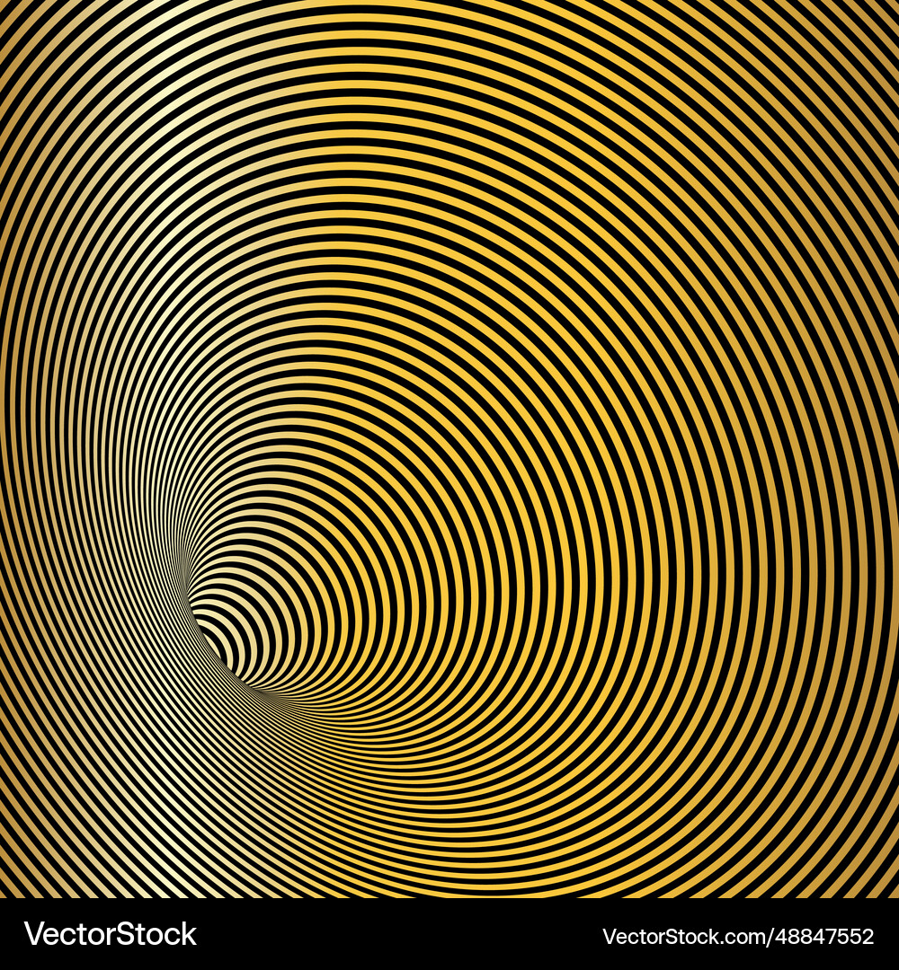 Wormhole optical geometric black and golden Vector Image