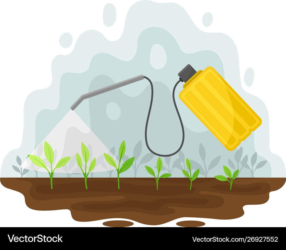 Yellow spray bottle poisons plants Royalty Free Vector Image