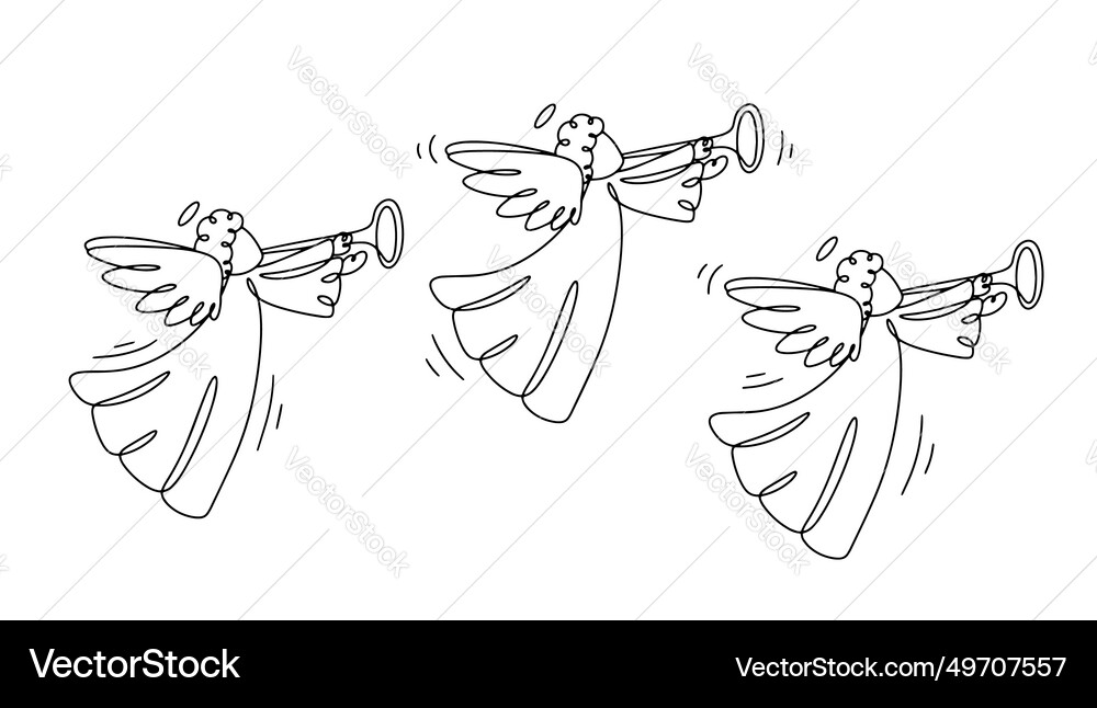 Angels with Trumpets - One Line Royalty Free Vector Image