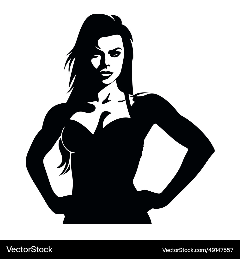 Bodybuilder woman black icon on white background Vector Image