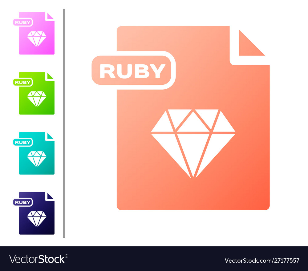 Coral ruby file document download ruby button Vector Image