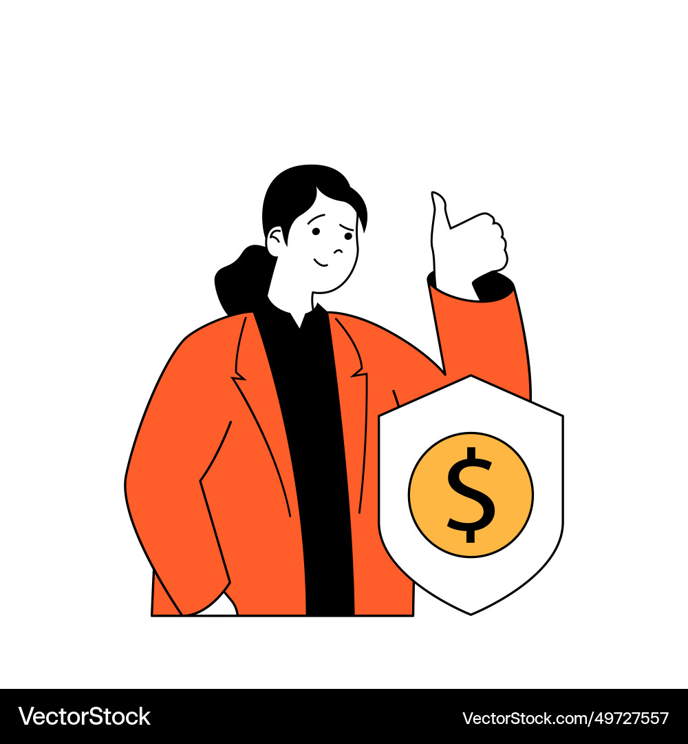 Cyber security concept with cartoon people in flat