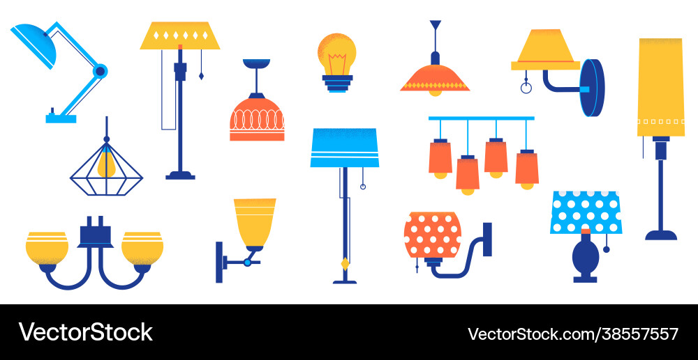Doodle lamps cartoon floor and table lighting Vector Image