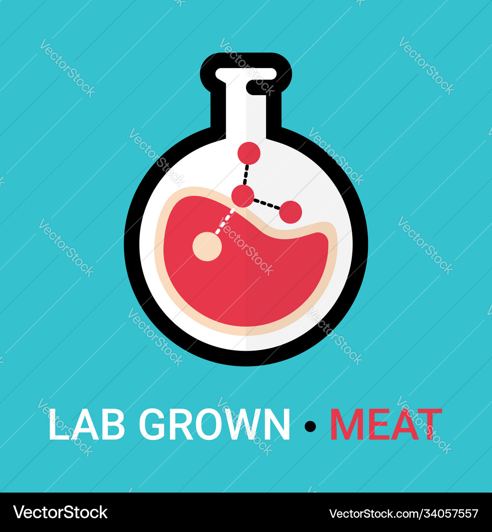 Lab grown meat icon concept artificial meat Vector Image
