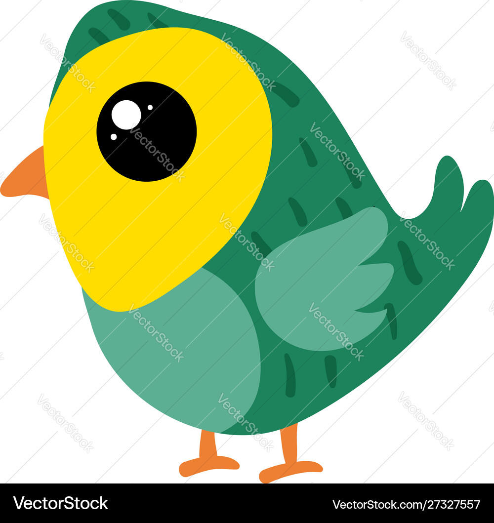 Little green bird on white background Royalty Free Vector
