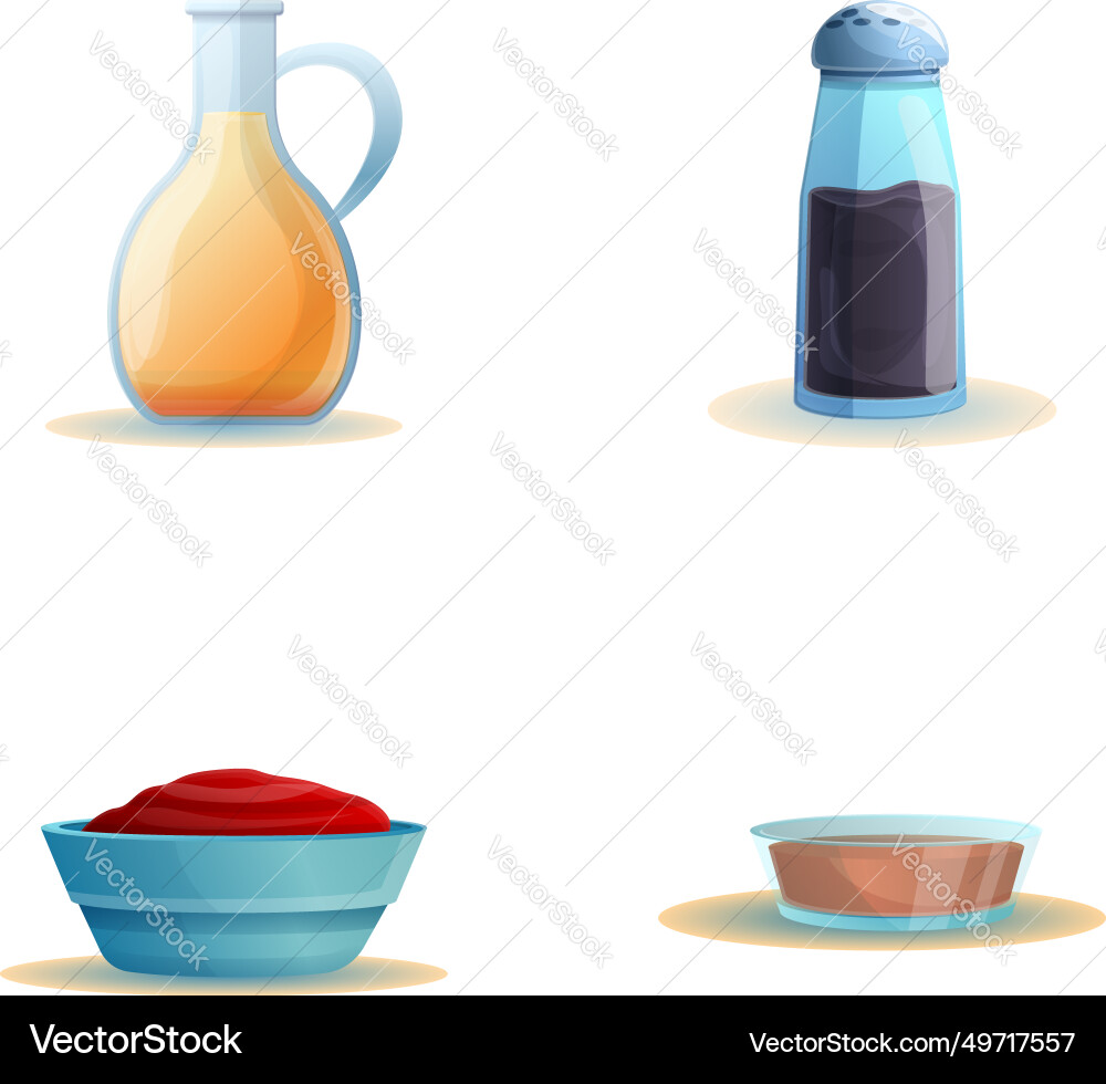 Sauce icons set cartoon various Royalty Free Vector Image