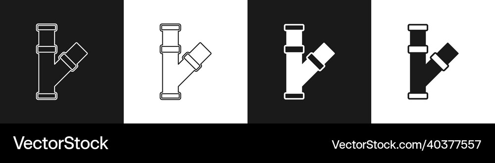 Set industry metallic pipe icon isolated on black Vector Image