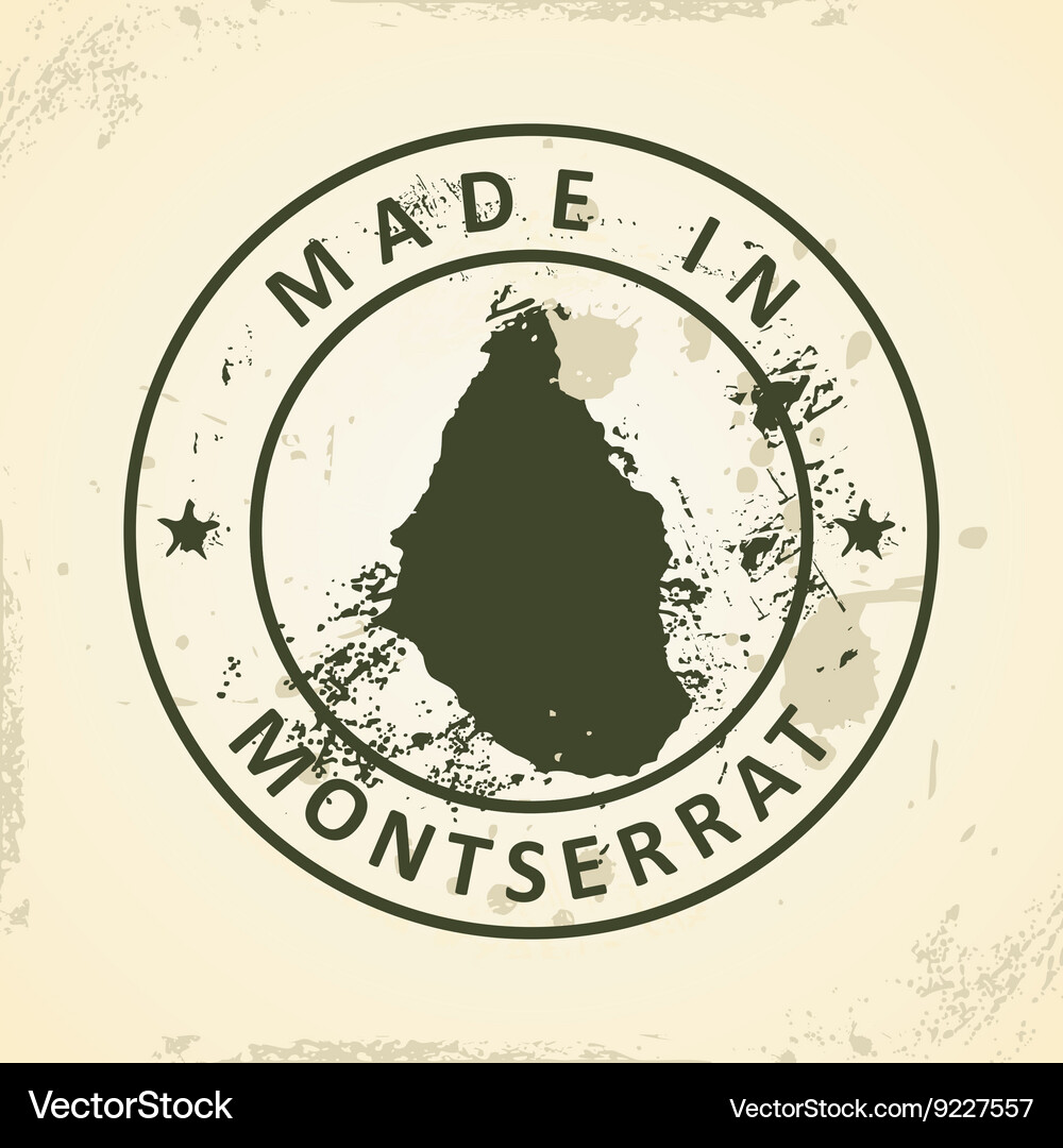 Stamp with map of montserrat Royalty Free Vector Image