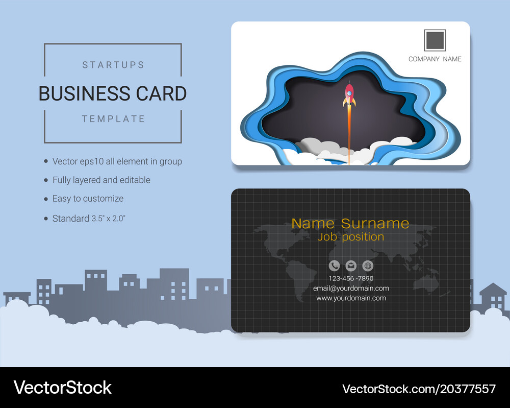 Startup business card or name card template Vector Image