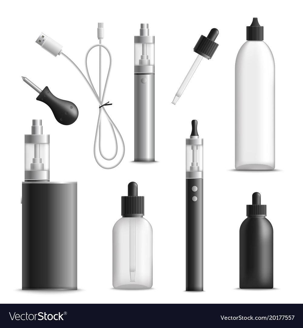 Vaping essential elements set Royalty Free Vector Image