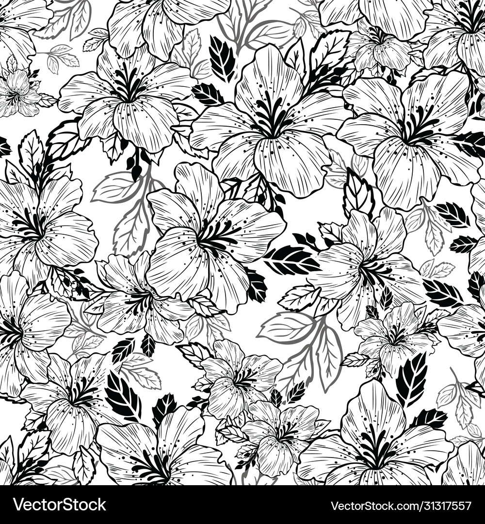 White lily flower background seamless print Vector Image