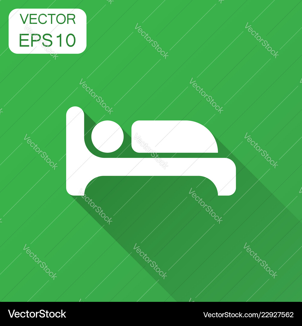 Bed icon in flat style sleep bedroom with long Vector Image