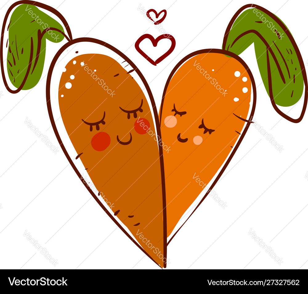 Carrots in love on white background Royalty Free Vector