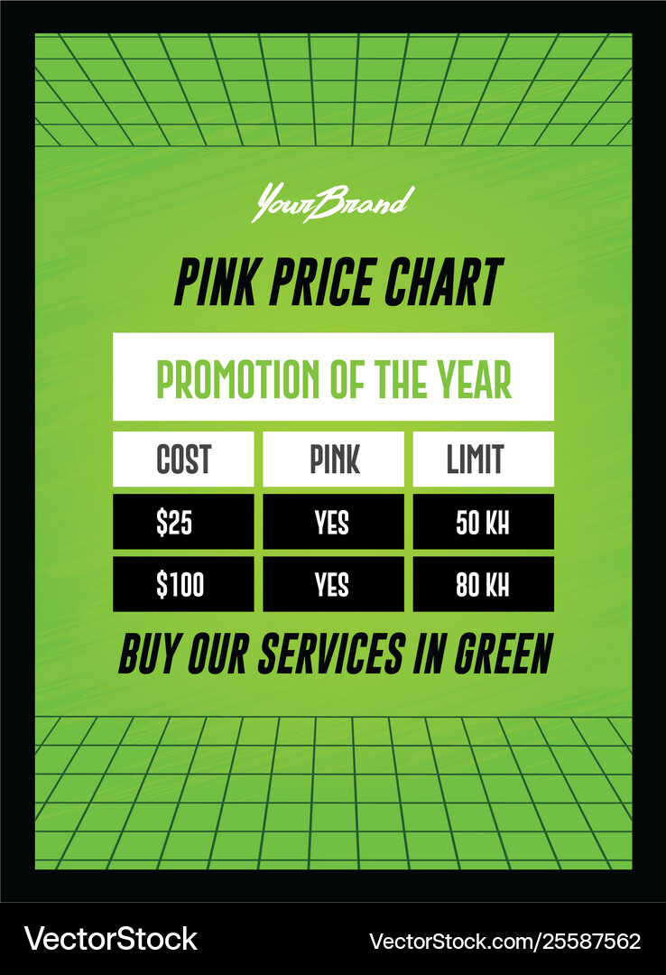 Creative green price table promo flyerposter Vector Image