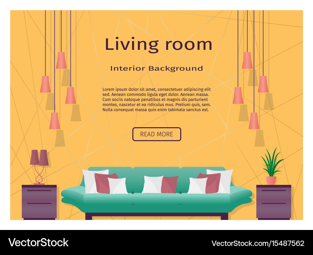 Graceful bright living room interior banner Vector Image