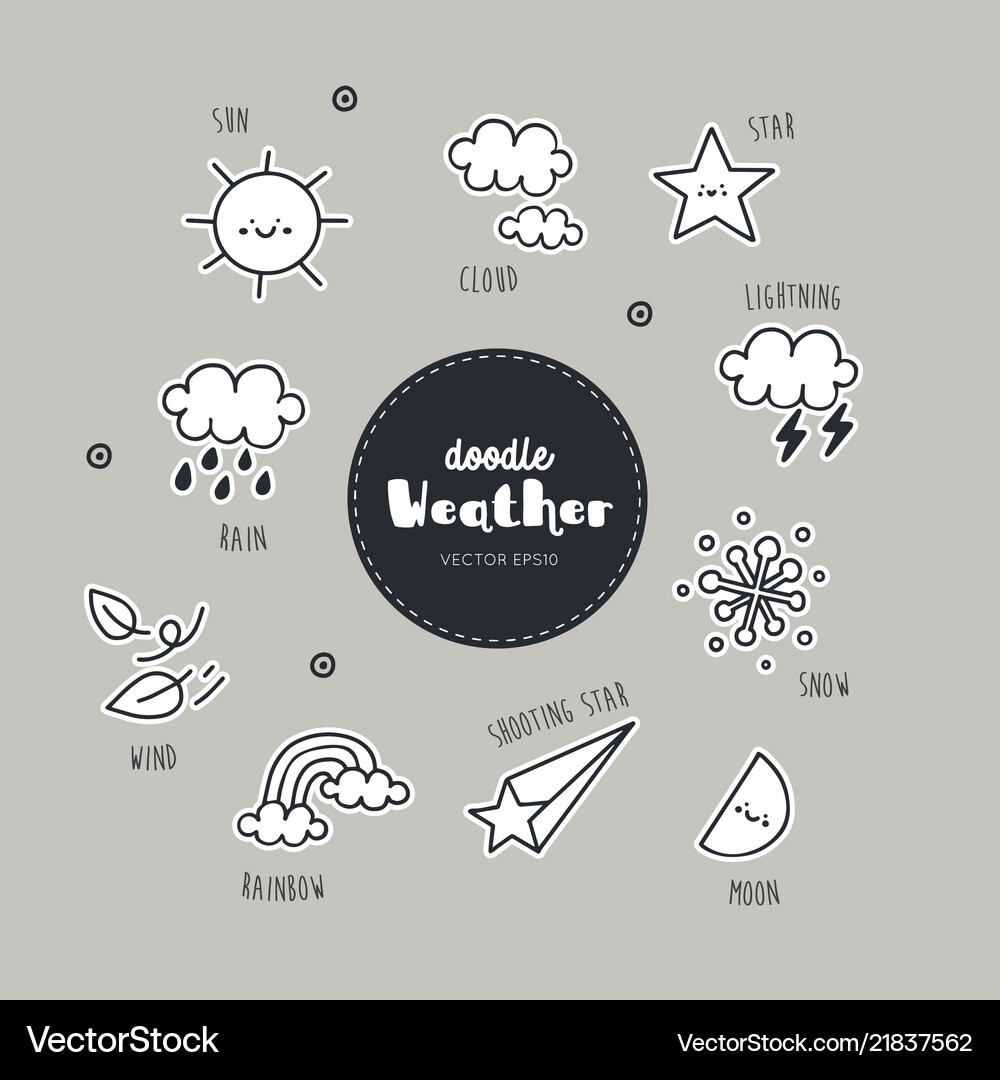 Hand drawn weather icons Royalty Free Vector Image