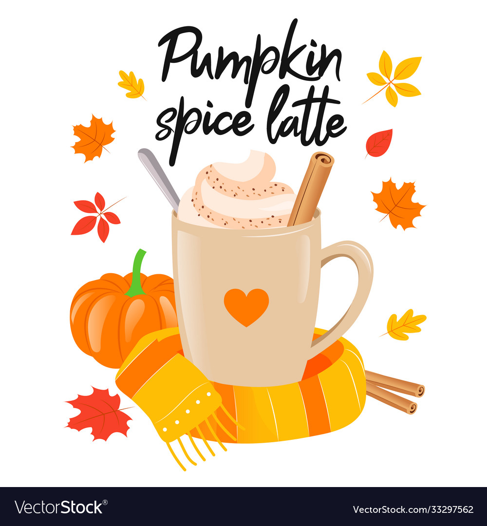 Pumpkin spice latte sign with black lettering text