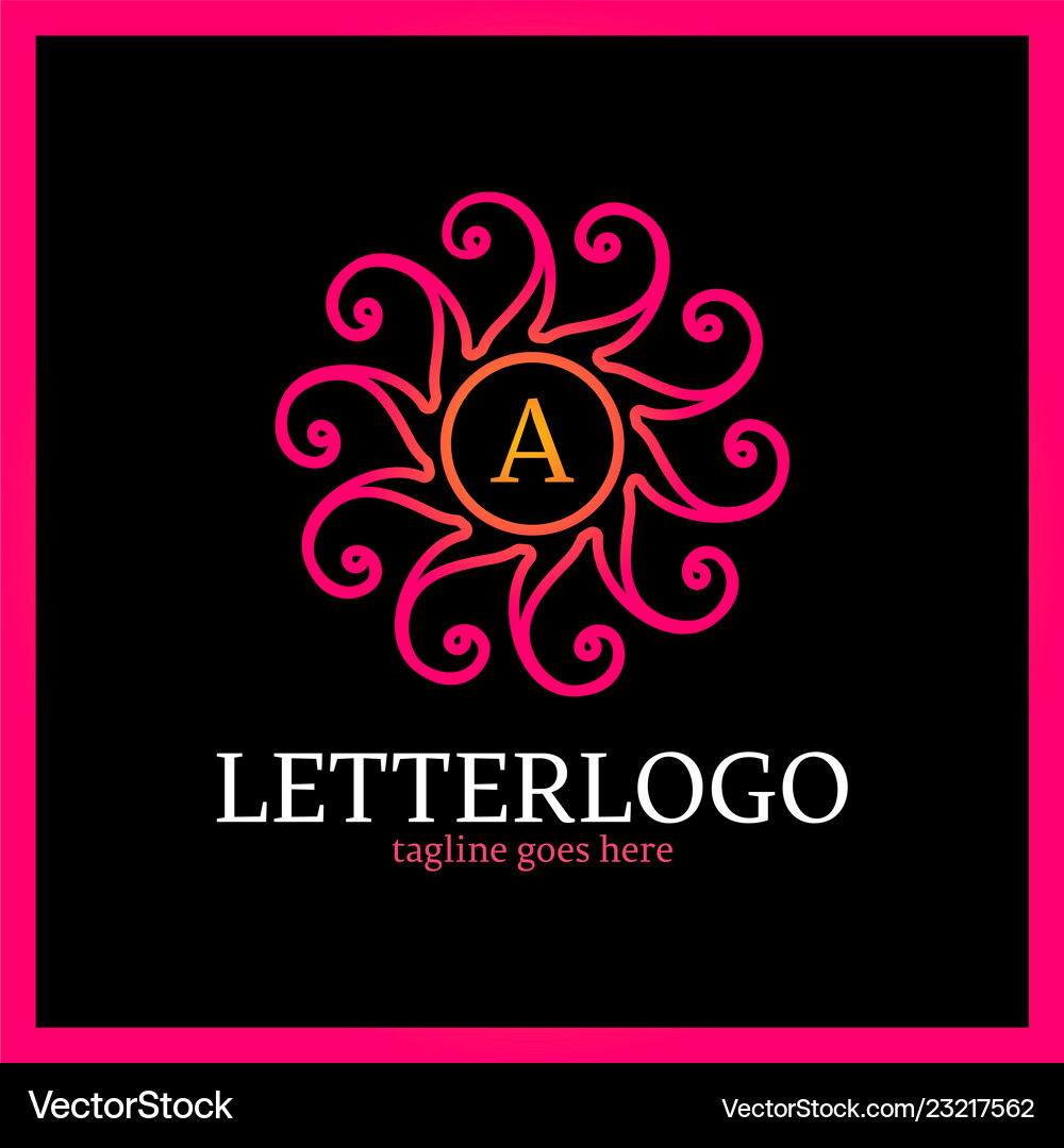 Sun heart abstract logo letter a in middle Vector Image