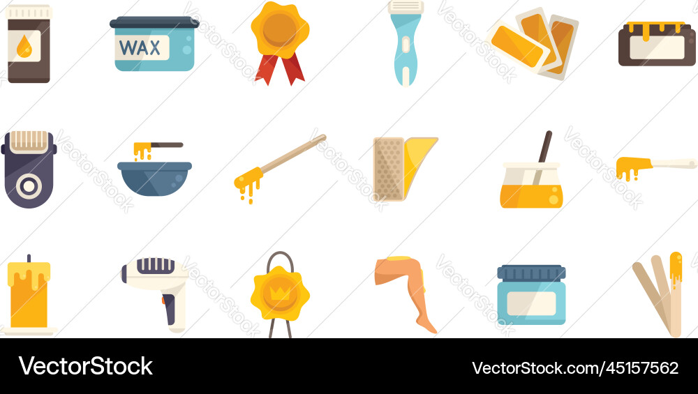 Wax icons set flat seal stamp Royalty Free Vector Image