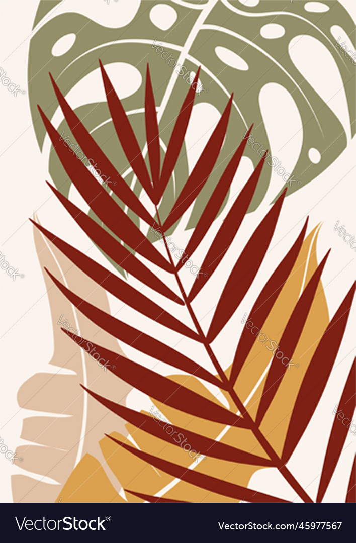 Boho Leaf And Floral Branch Abstract Home Decor Vector Image