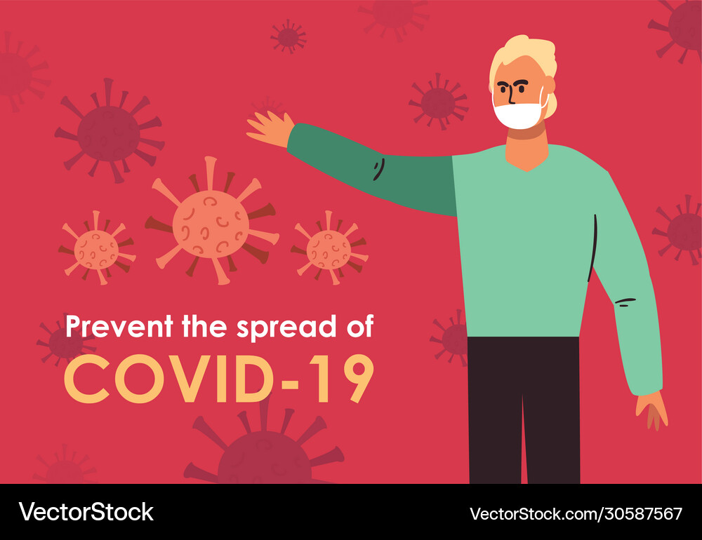 Covid19 prevention post with cartoon man Vector Image