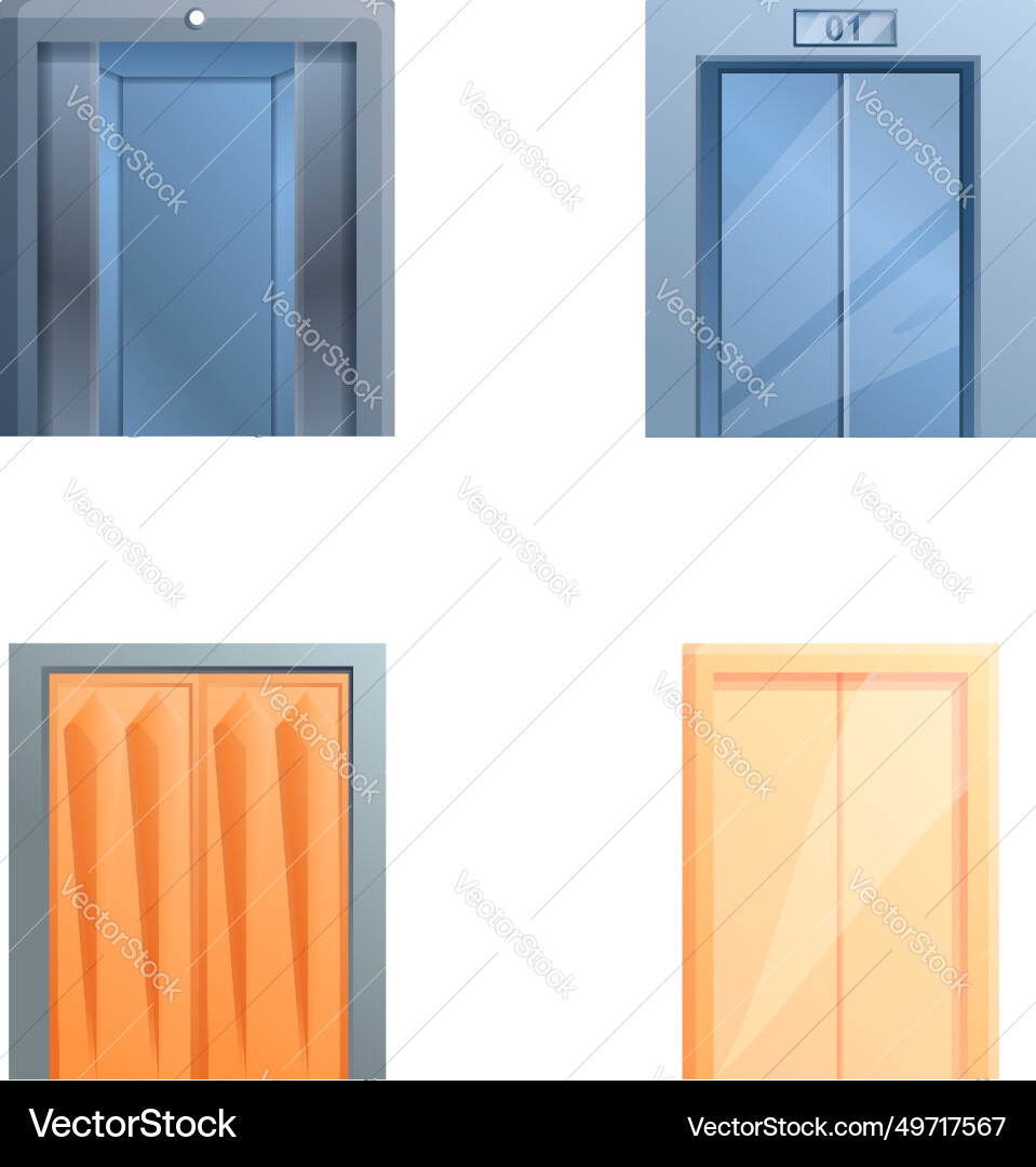 Elevator icons set cartoon new modern Royalty Free Vector